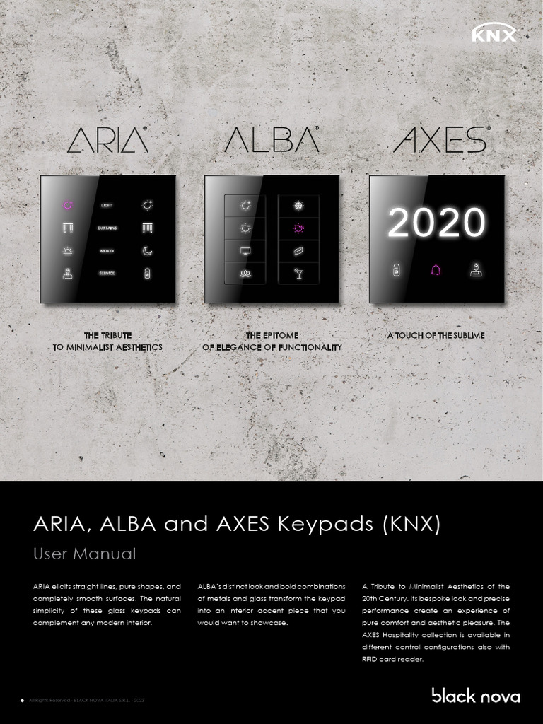 BN Aria Alba Axes Keypads KNX Manual v2.7 | PDF | Safety | Electrical ...