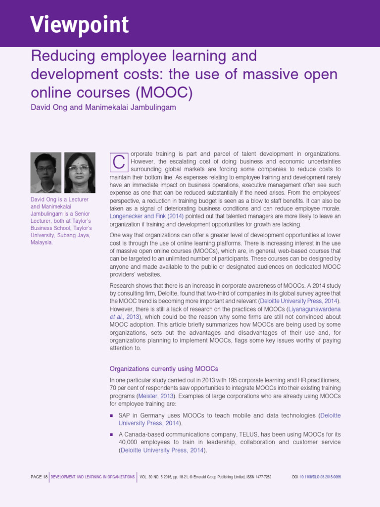 10 1108 - Dlo 08 2015 0066 | PDF | Massive Open Online Course | Employment