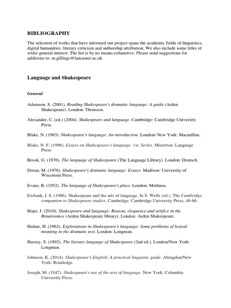 Shakespeare Encyclopaedia Bibliography | PDF | William Shakespeare ...