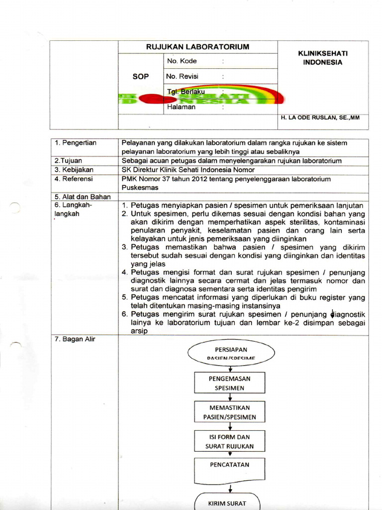 SOP RUJUKAN LABORATORIUM 120240108 - 14303002-Digabungkan | PDF