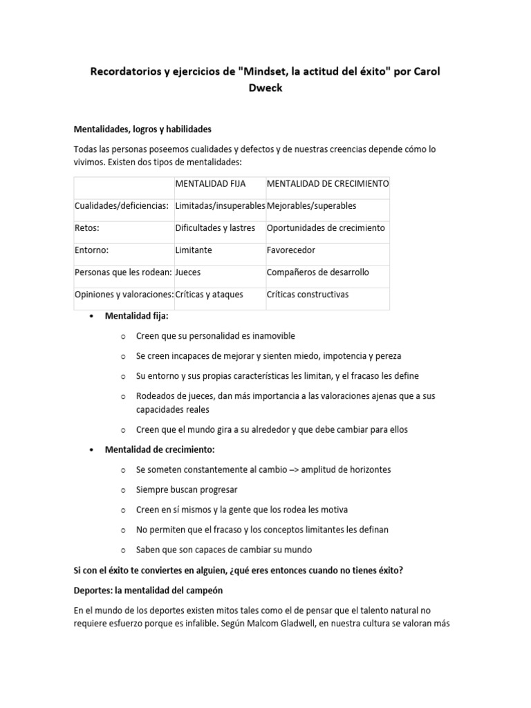 28.2 Recordatorios y Ejercicios de Mindset, La Actitud Del Éxito Por ...