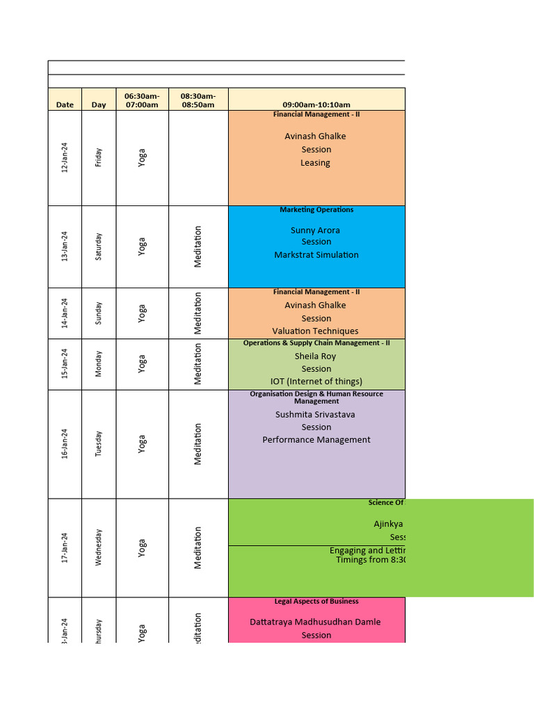 B90 C4 - TT - 12th Jan To 20th Jan 24 | PDF | Strategic Management | Supply Chain Management