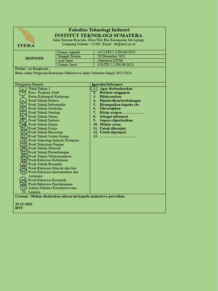4555 Batas Akhir Pengisian Kuesioner Mahasiswa Akhir Semester Ganjil 2023 2024 | PDF | Teknologi ...