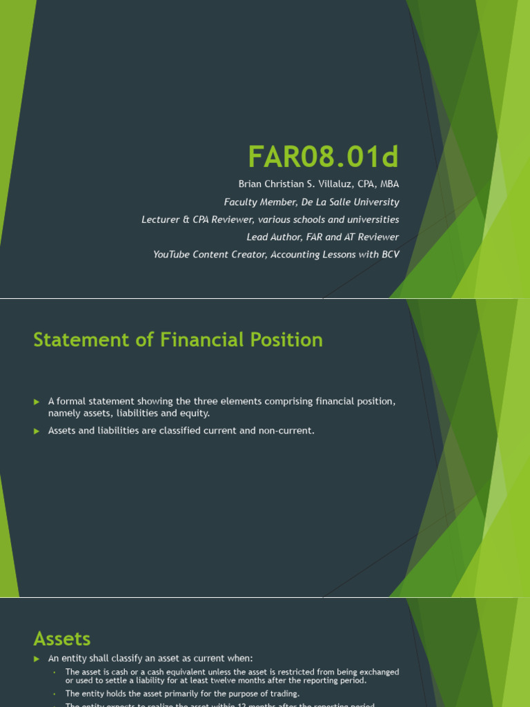4 Presentation of FS | PDF | Refinancing | Financial Statement