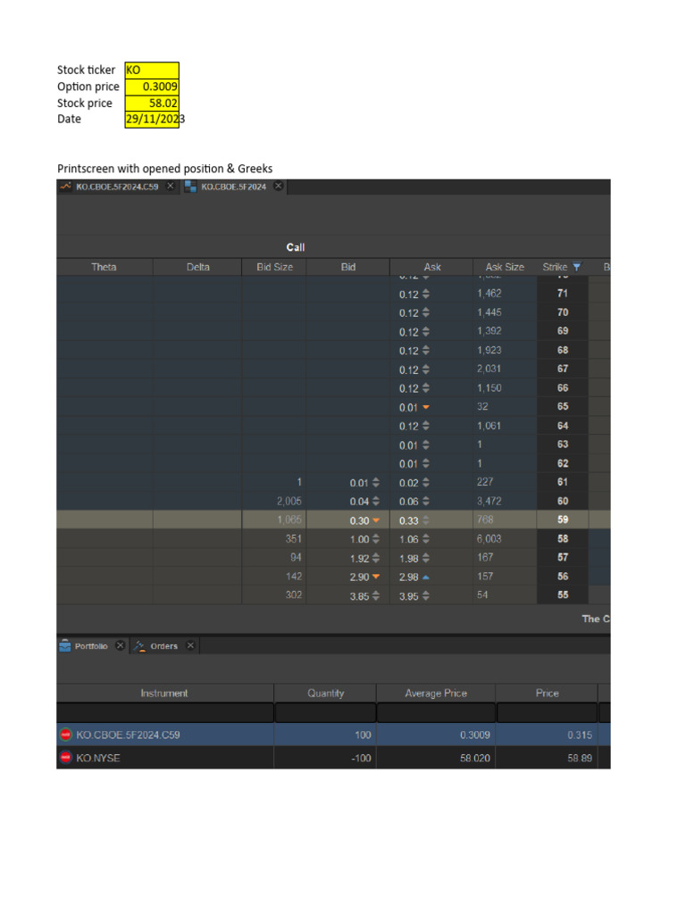KO Options & Stock Position Analysis | PDF