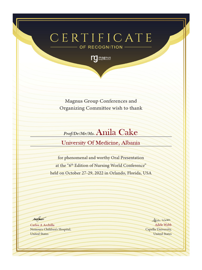 Orlando NWC-2022 - Certificate (Speaker) - 12 | PDF
