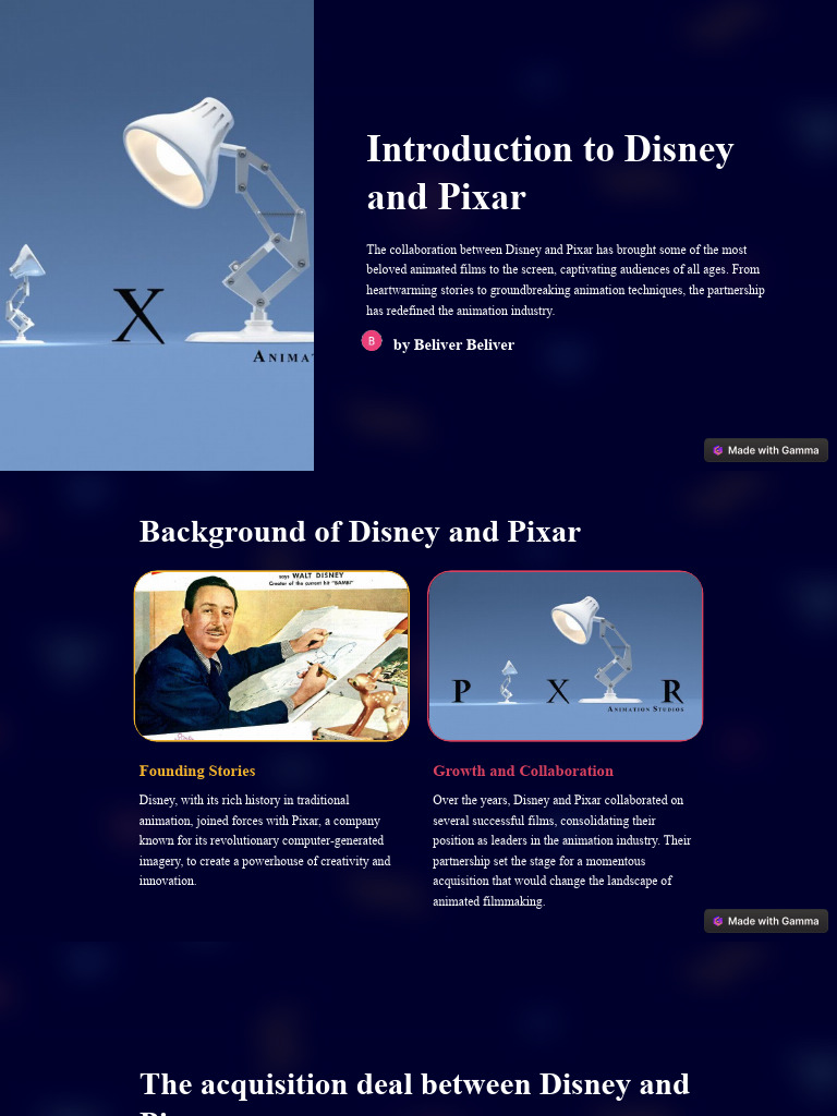 Disney & Pixar: Animation Titans | PDF | The Walt Disney Company | Pixar