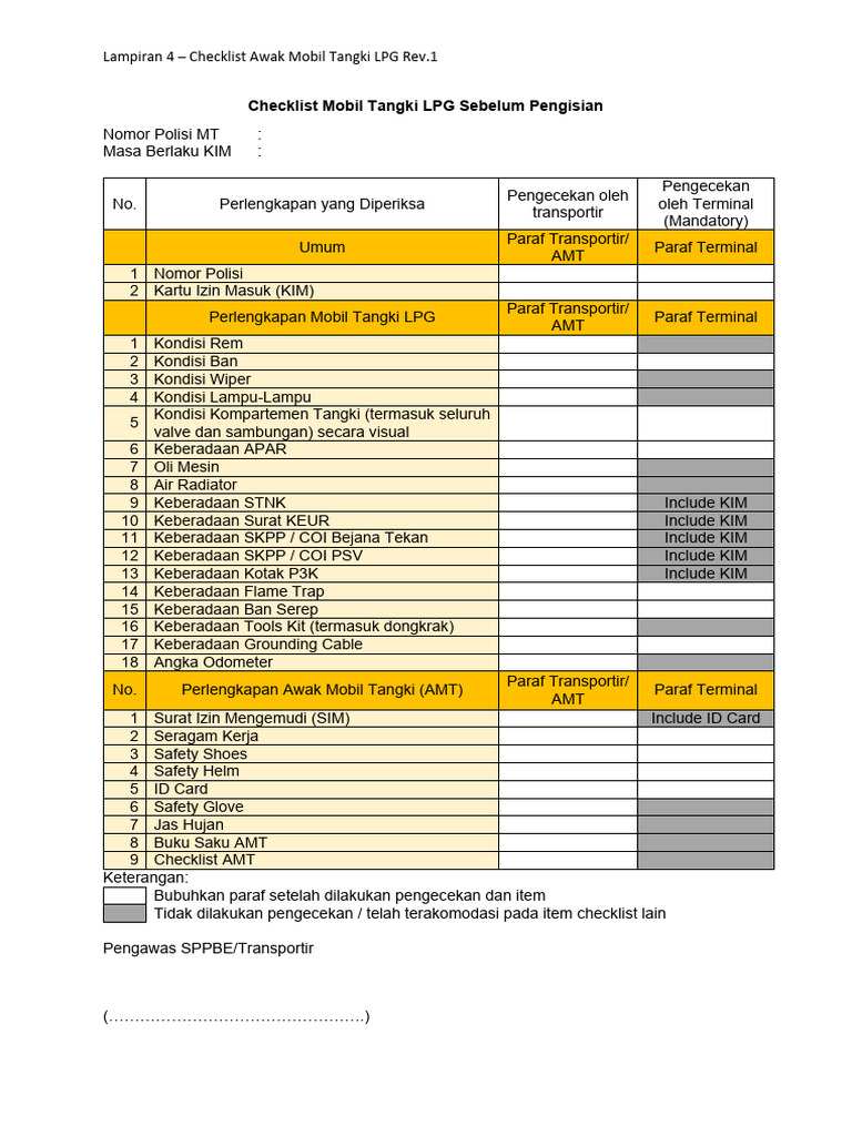 2043997337-LMP 1 Checklist MT LPG Sebelum Pengisian Rev1 | PDF