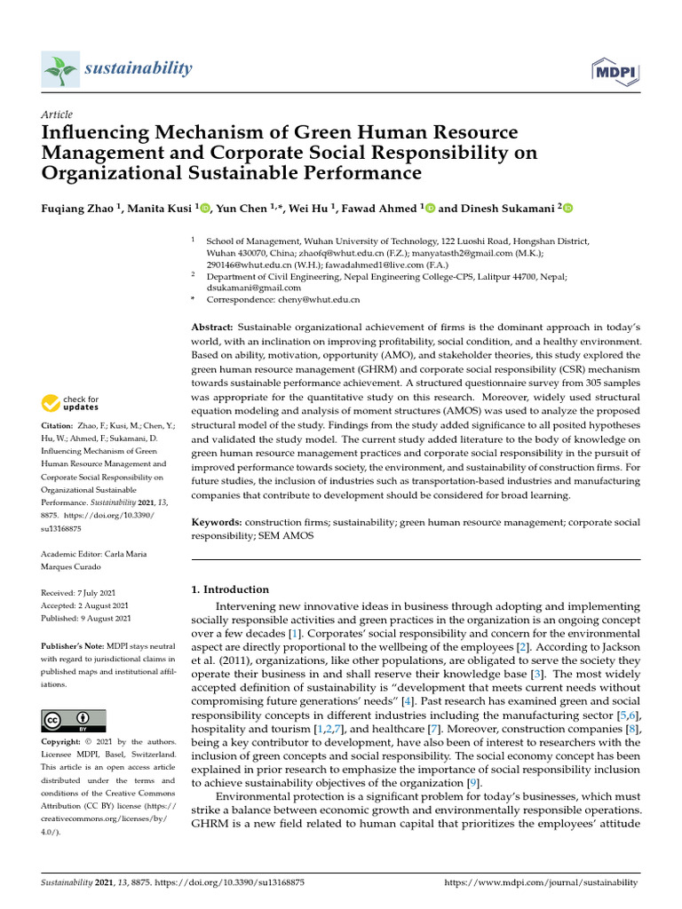Fuqiang Et Al 2021 | PDF | Corporate Social Responsibility | Sustainability