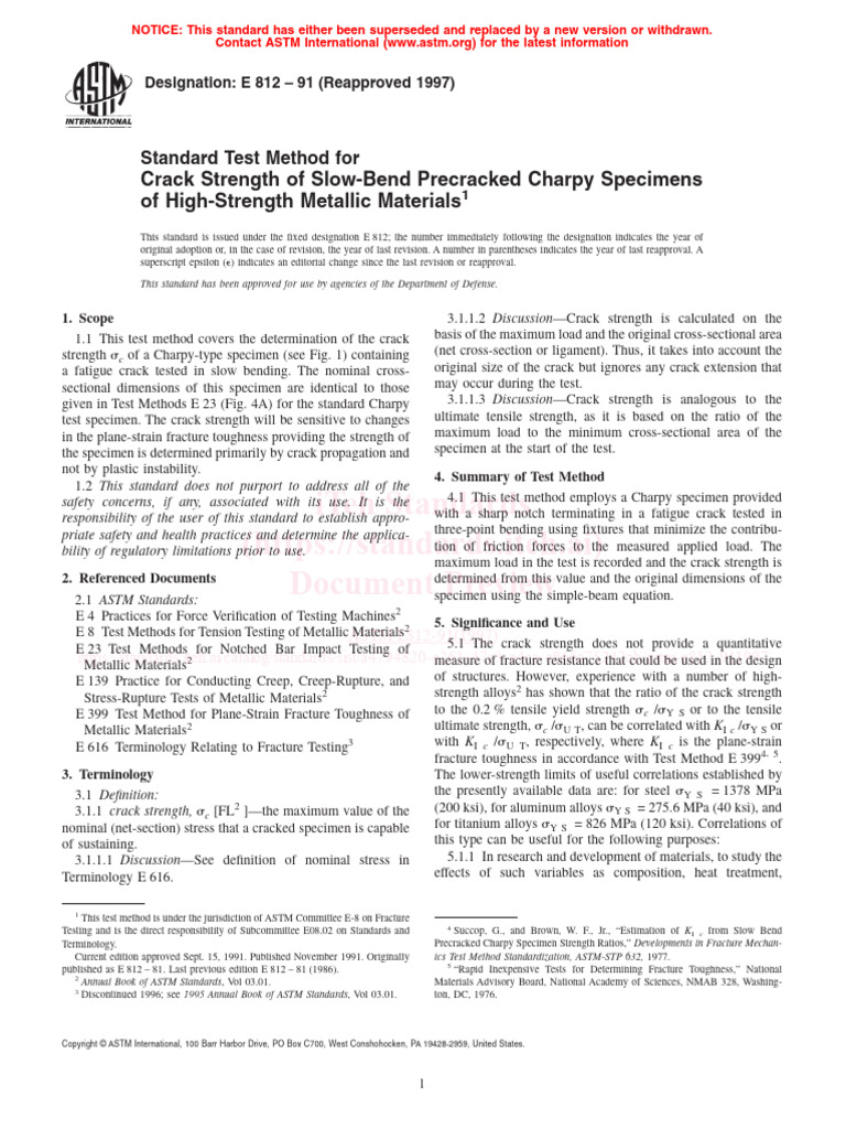 Astm E812 91 1997 | PDF