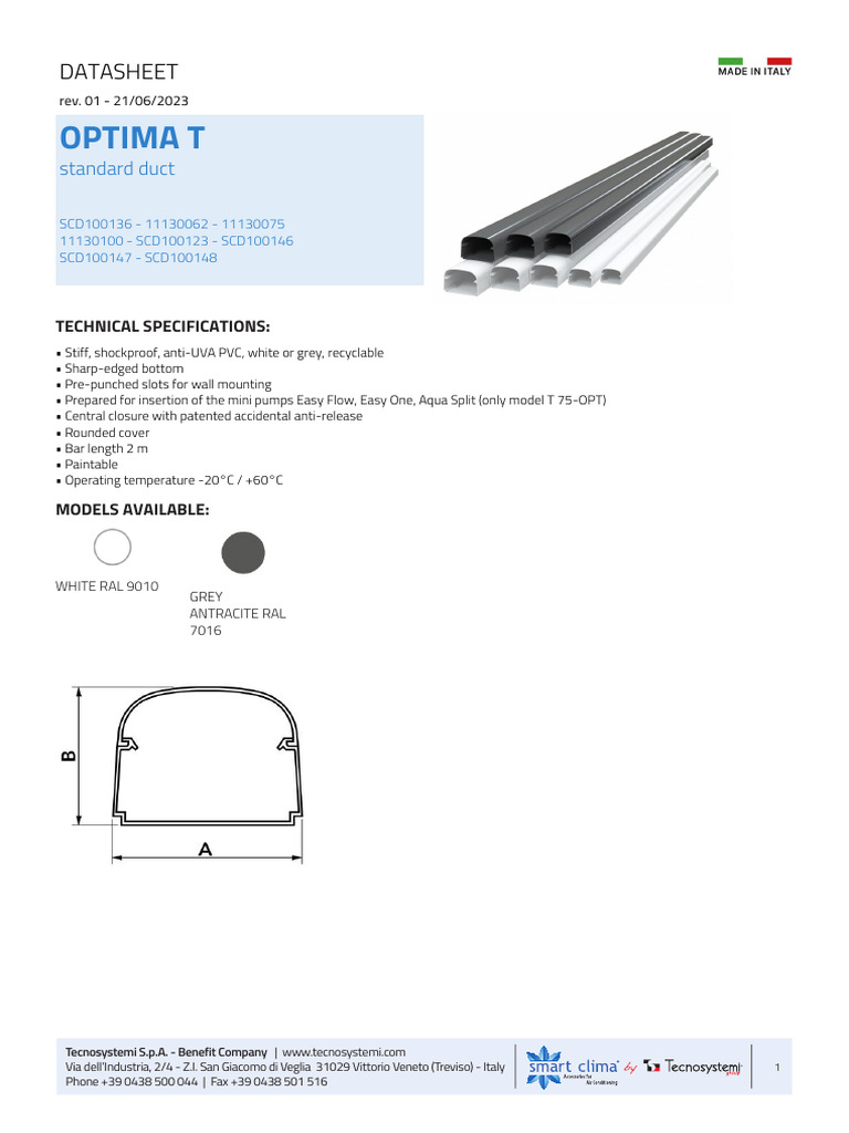DS - Optima Ducts and Accessories Optima T Standard Duct - UK | PDF ...