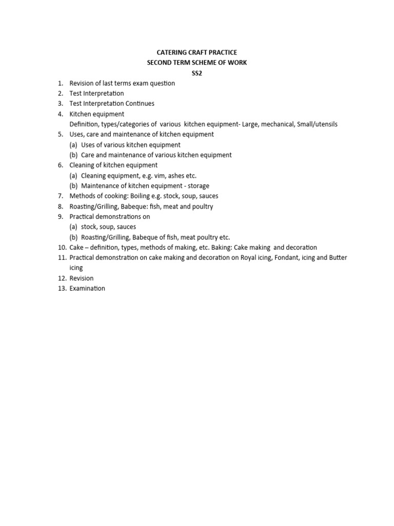 Catering Craft Practice SS 2 | PDF | Cakes | Flour