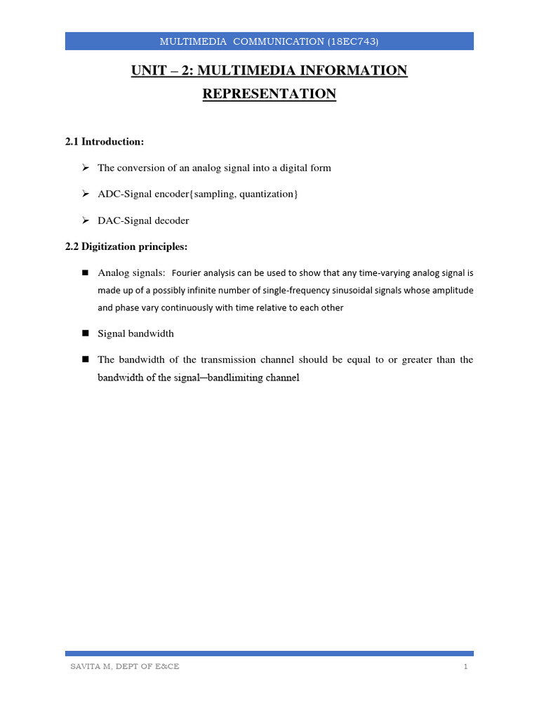 MMC Module2 Notes | PDF | Sampling (Signal Processing) | Video