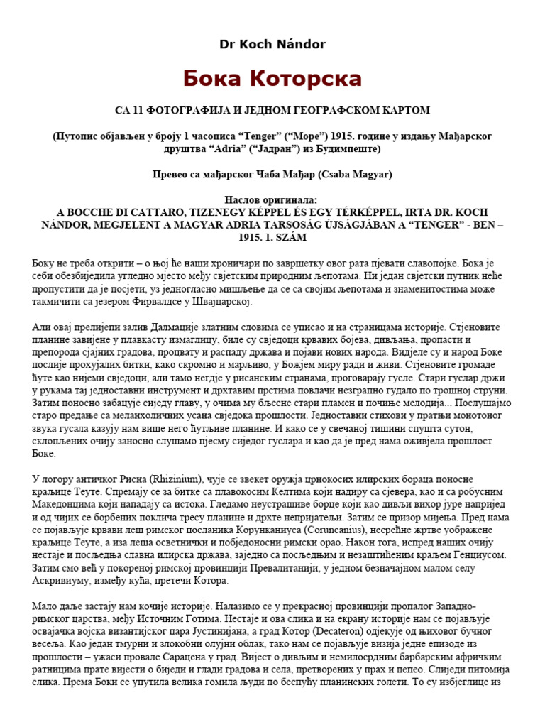 DR Koh Nandor-Boka Kotorska 1915 | PDF