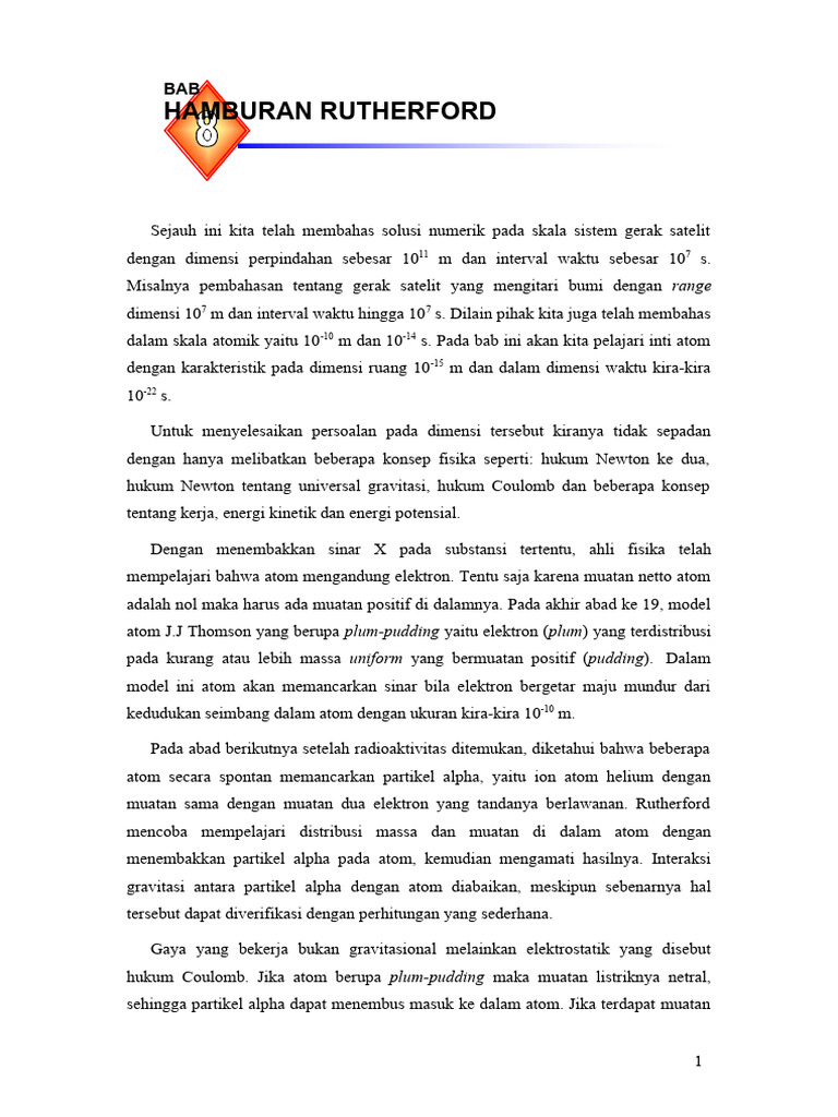 Eksperimen Hamburan Rutherford Atom | PDF