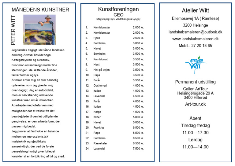 Atelier Witt V Peter Carlsen Brochure Kunstudstiling Aug-Sep 2023 | PDF