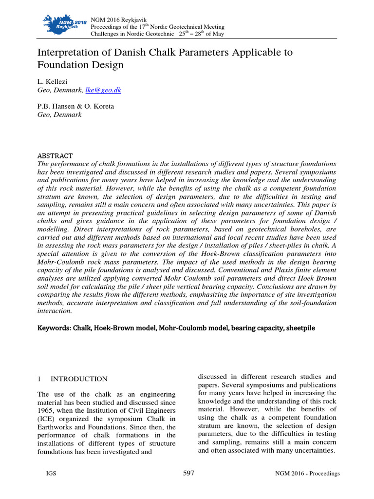 Danish Chalk Parameters for Foundations | PDF | Geotechnical ...