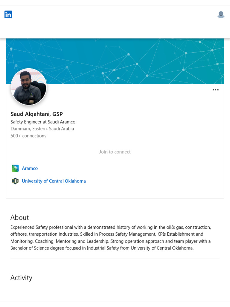 Saud Alqahtani, GSP - Safety Advisor - Aramco - LinkedIn | PDF | Safety ...