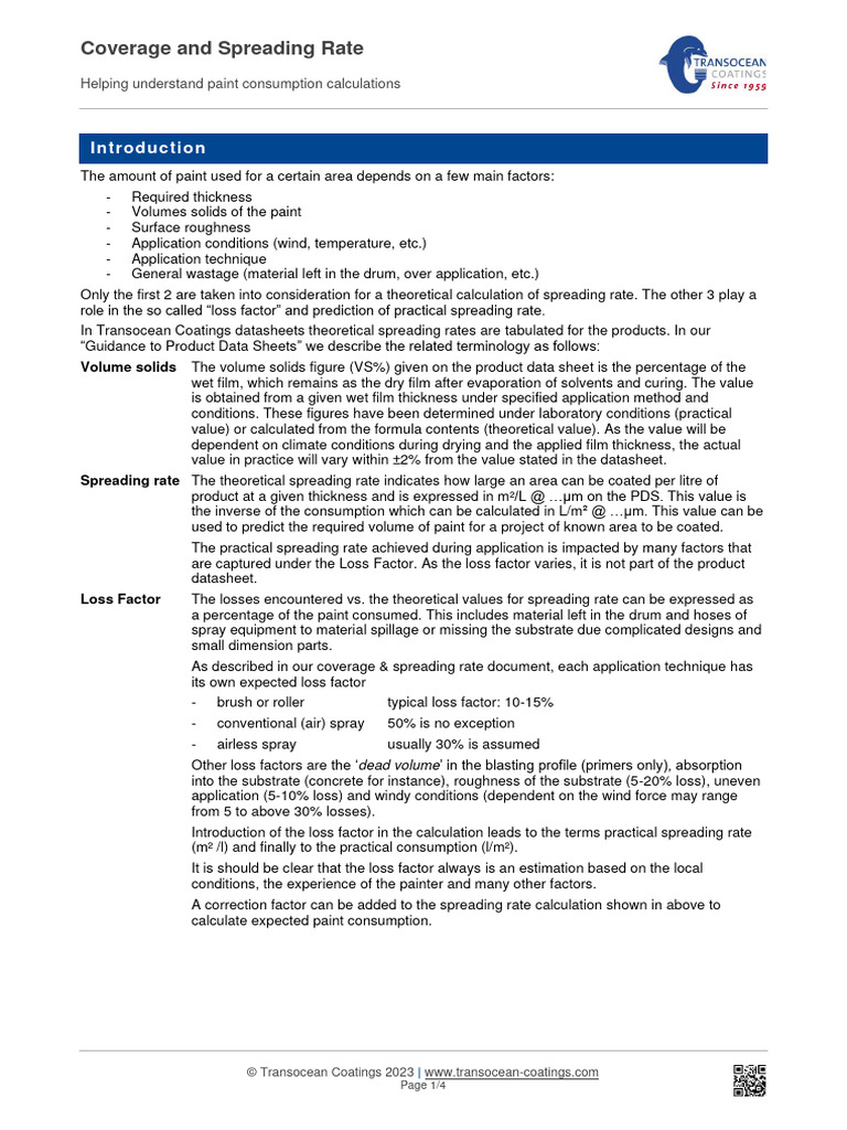 Coverage Spreading Rate and Paint Consumption Calculations 13jul2023 ...