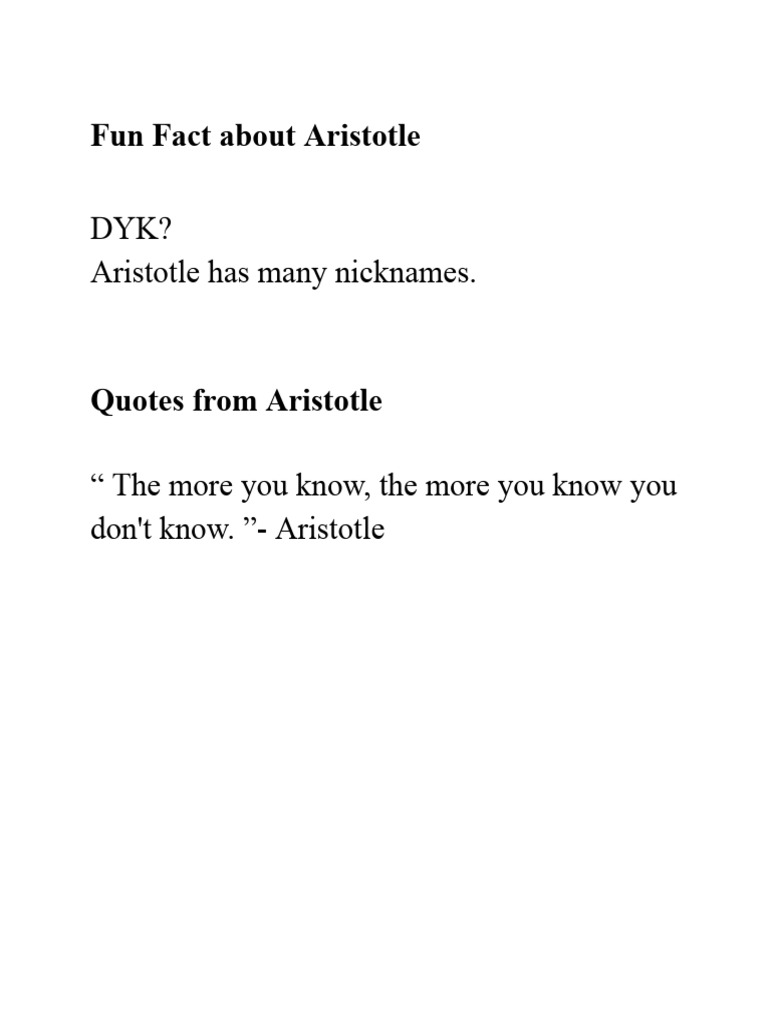 Fun Facts and Quotes about Aristotle | PDF