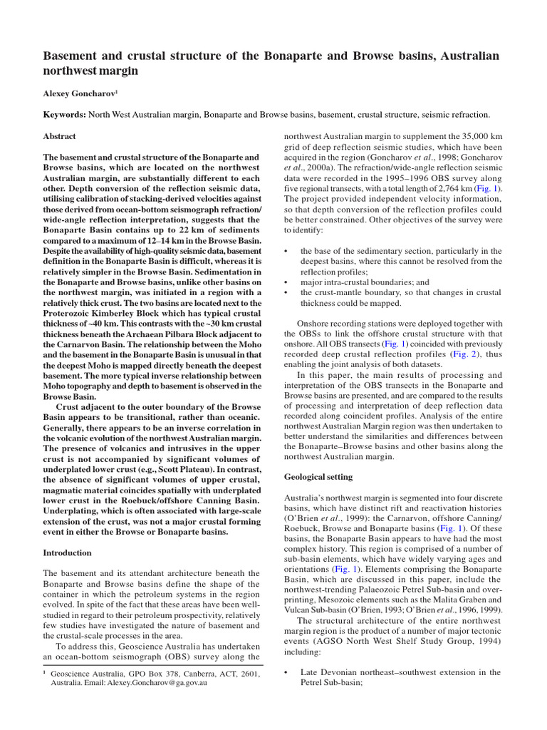 Crustal Structure of Bonaparte Basin | PDF | Reflection (Physics ...
