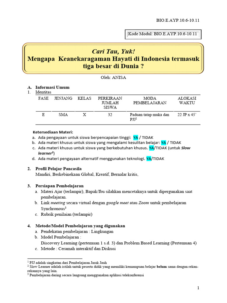 Contoh MA Model Discovery Learning | PDF
