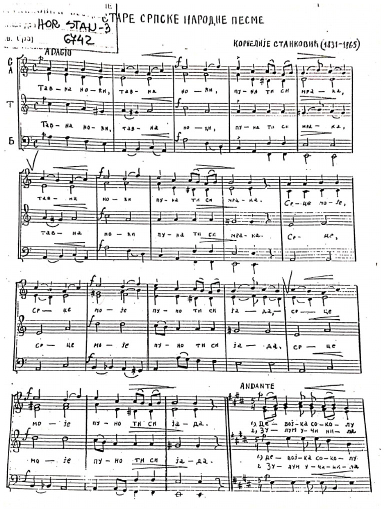 Stare Srpske Narodne Pesme Kornelije Stankovic | PDF