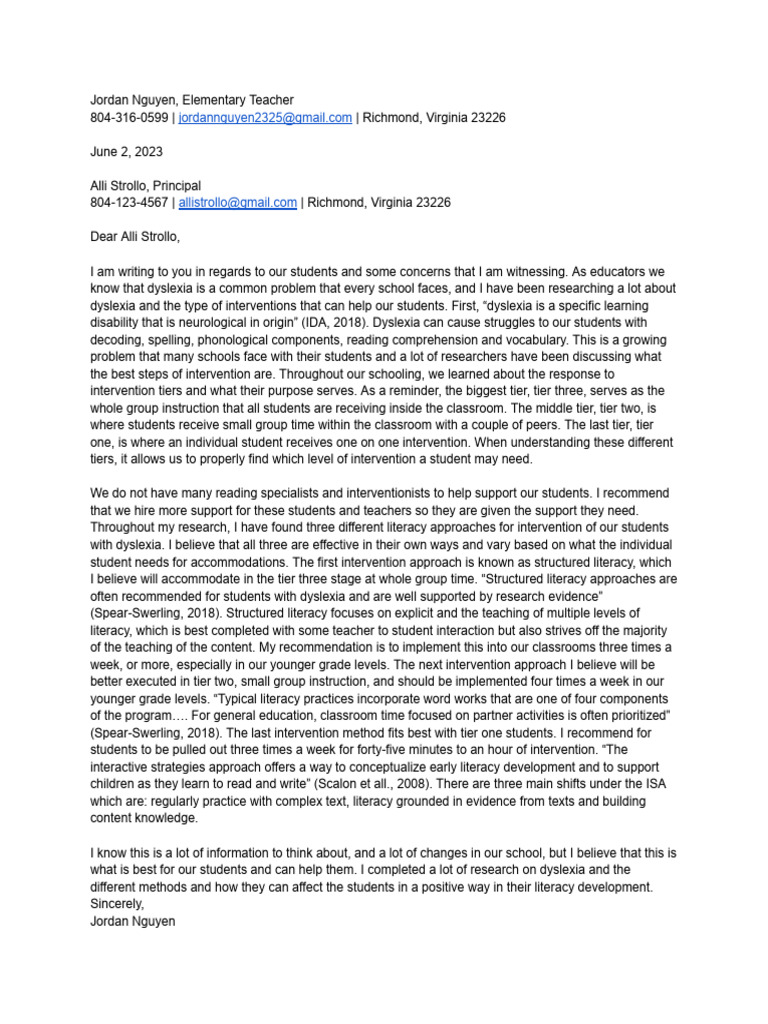 Annotated-Letter 20to 20admin | PDF | Dyslexia | Literacy