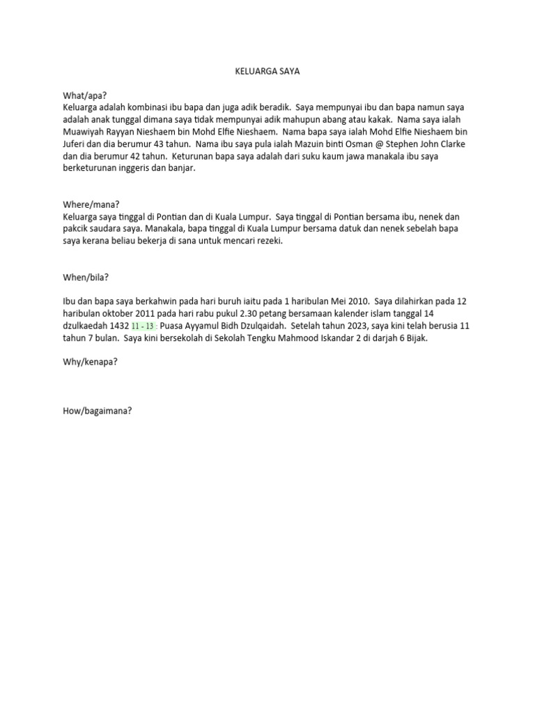 Karangan Keluarga Saya | PDF