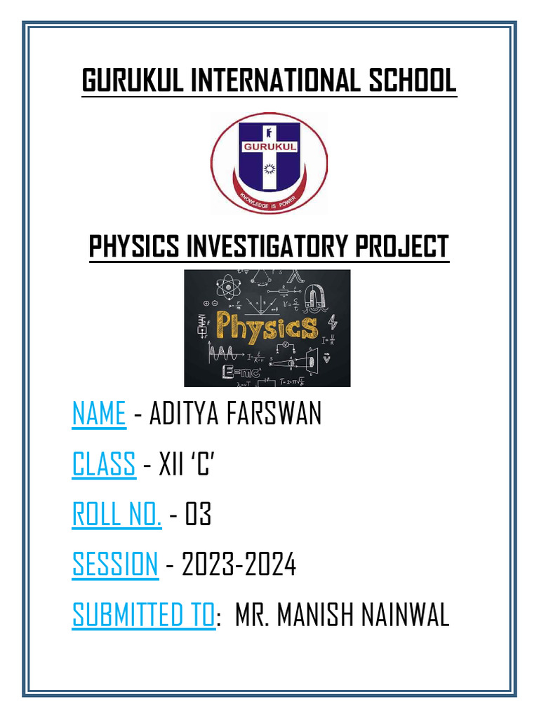 Physics Investrigatory Project | PDF | Electric Charge | Force