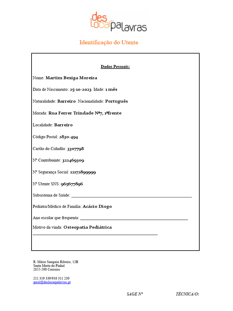 Ficha de utente (2) | PDF