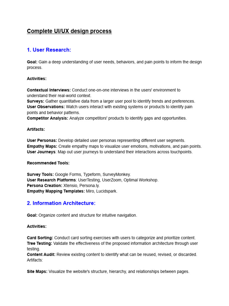 UI/UX Design Process Guide | PDF | Usability | Design