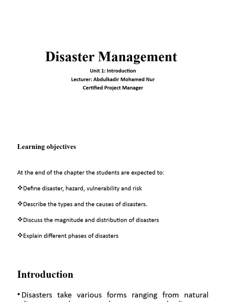 Unit 1 | PDF | Hazards | Emergency Management