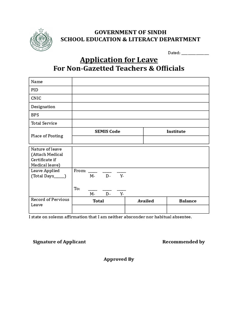 New Leave Format | PDF