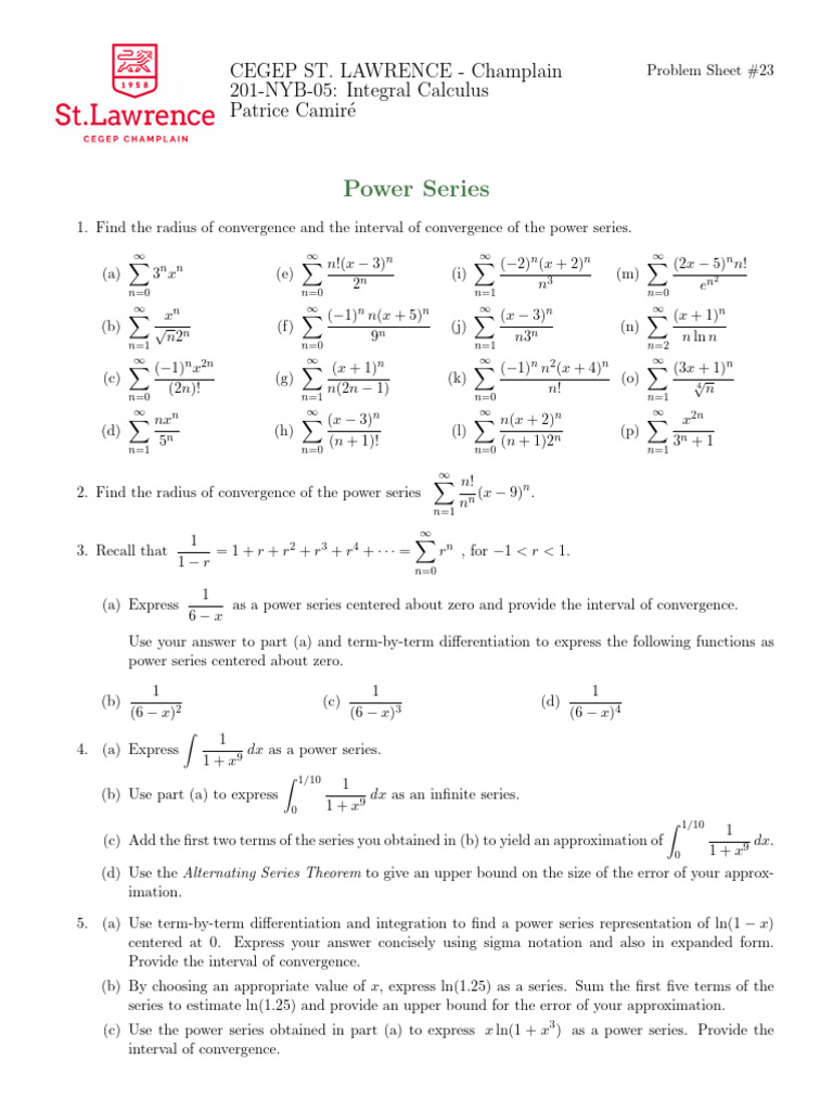 23_power_series | PDF | Power Series | Functions And Mappings