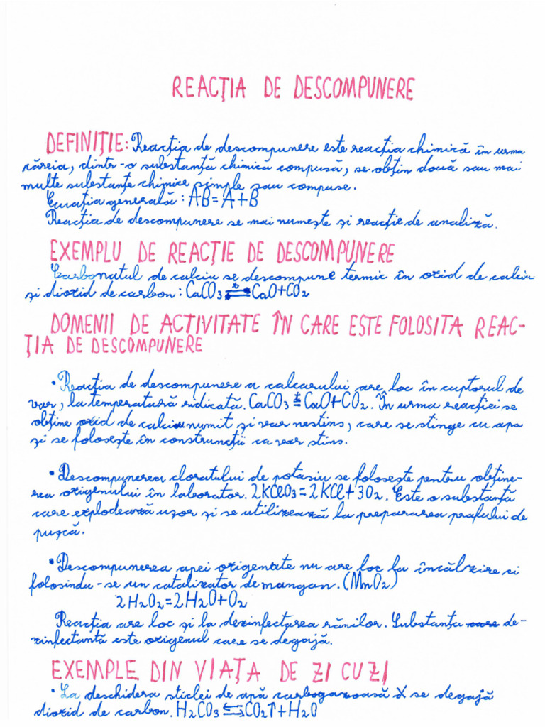 Reactia de Descompunere | PDF