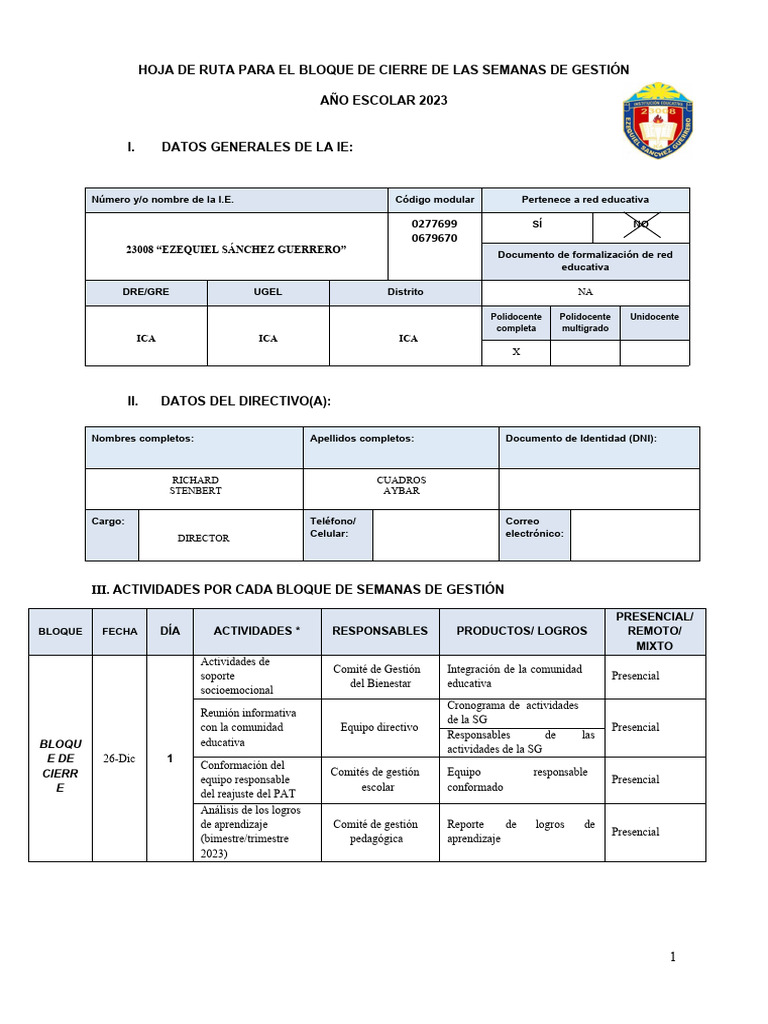 Ruta de Trabajo Tercera Semana de Gestión - Ie 23008 Esg-2023 | PDF ...