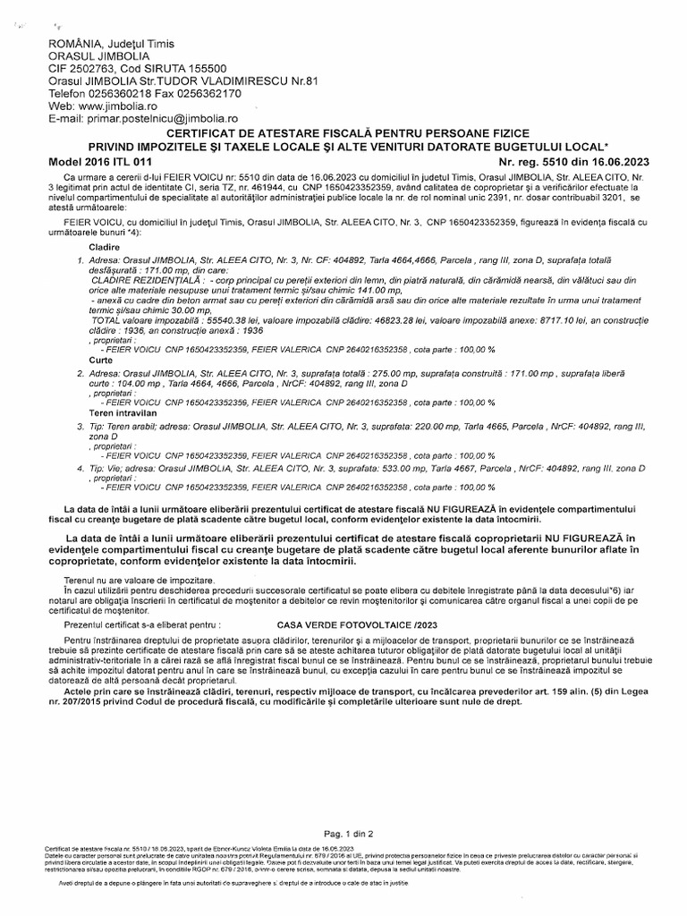 Certificat ANAF | PDF