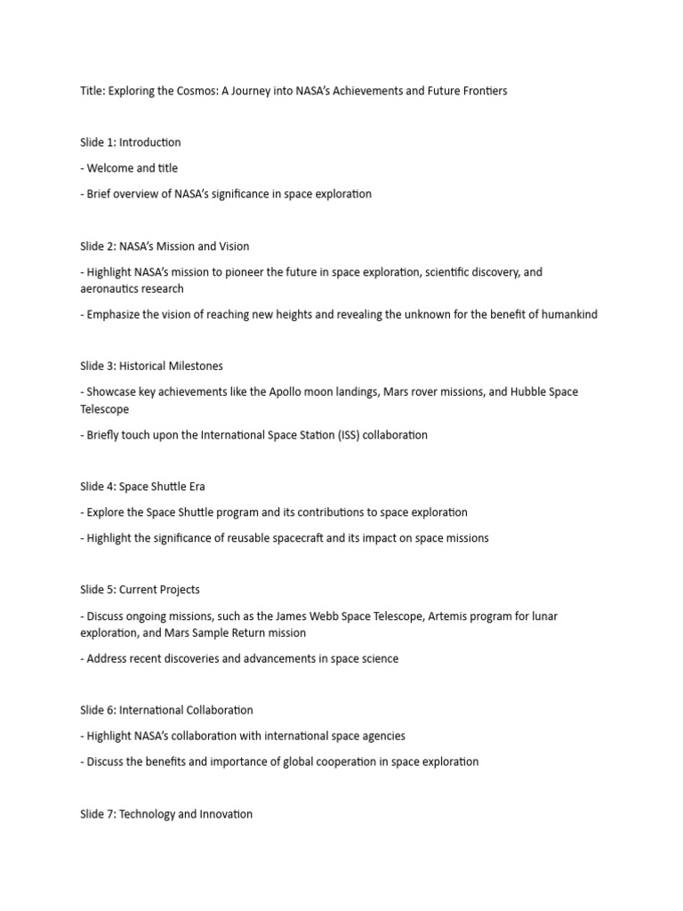 Presentation About NASA (Guide) | PDF | Nasa | Space Exploration