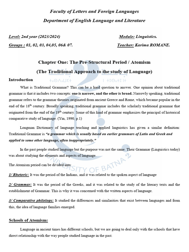 Schools of Atomism (Part One) | PDF