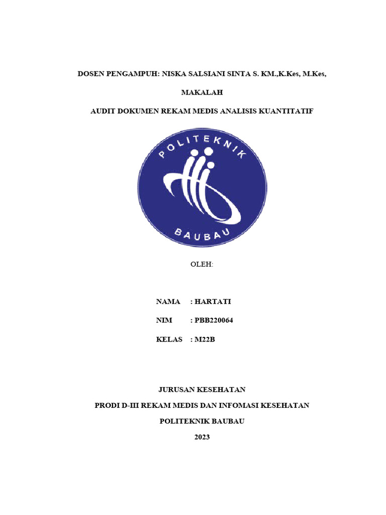 AUDIT DOKUMEN ANALISIS KUALITATIF REKAM MEDIS | PDF