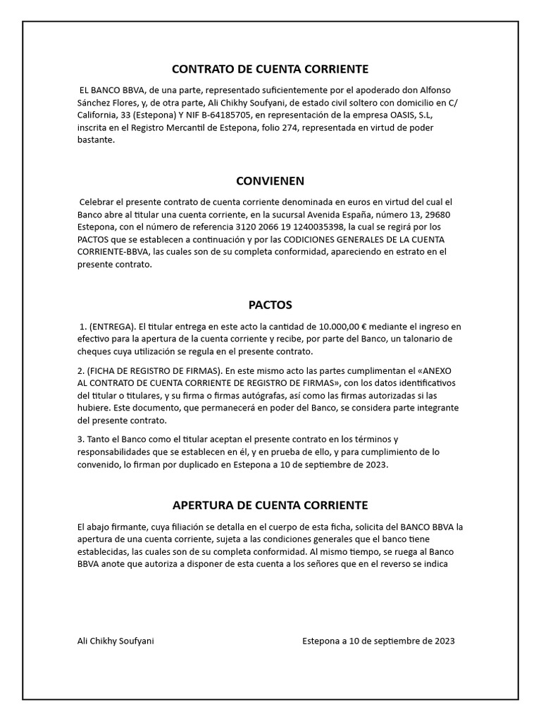 Contrato de Cuenta Corriente | PDF