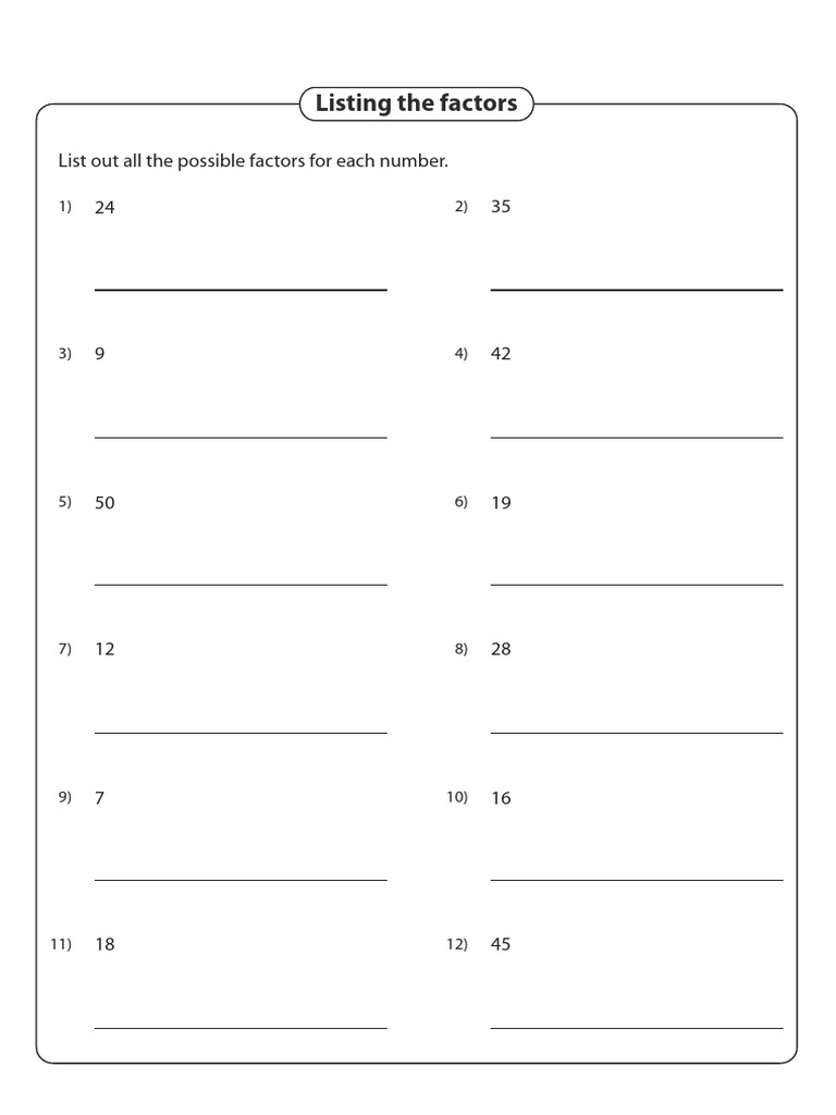 Factors Worksheets | PDF