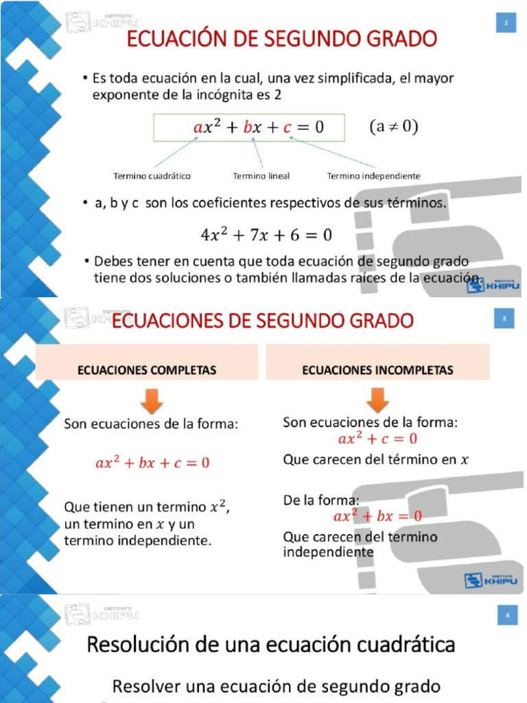 Ecuaciones de Segundo Grado | PDF