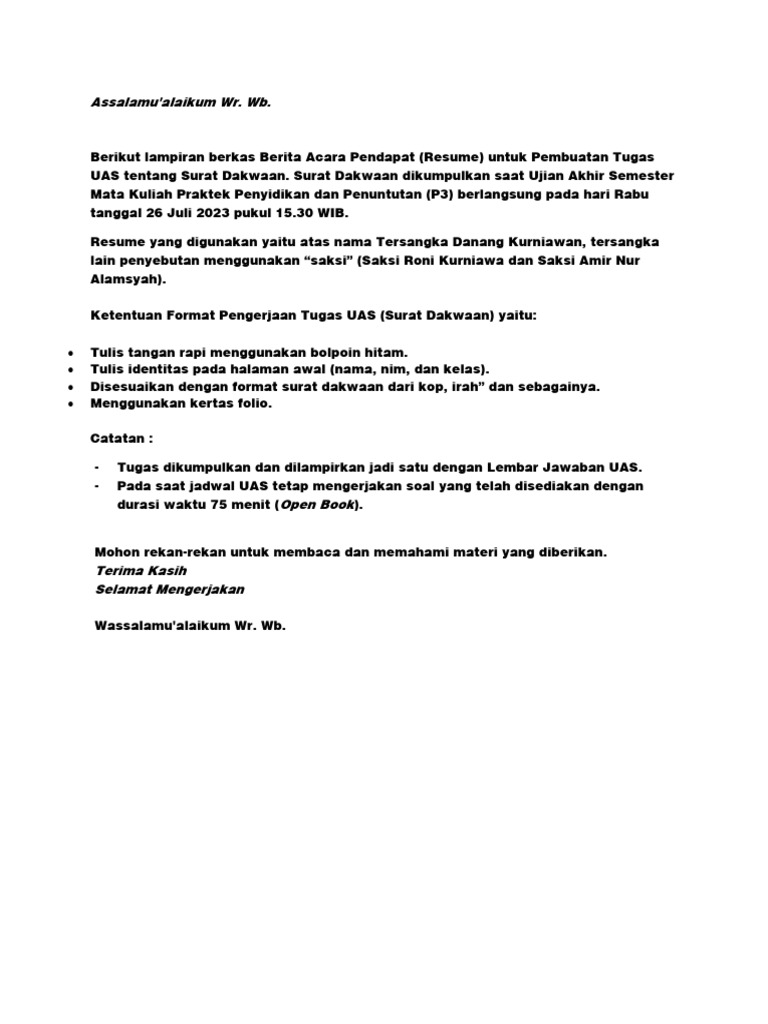 Contoh Deskripsi Soal Resume Uas | PDF