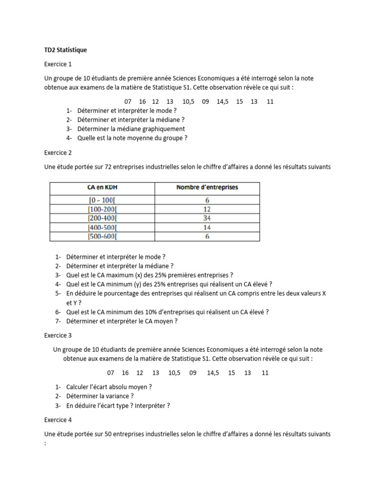 TD2 Statistique | PDF