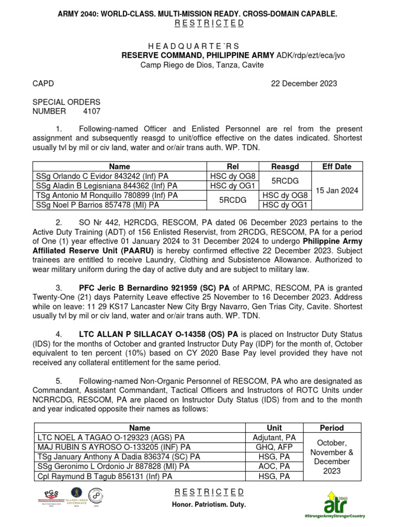 ROTC Personnel Assignments and Duties | PDF