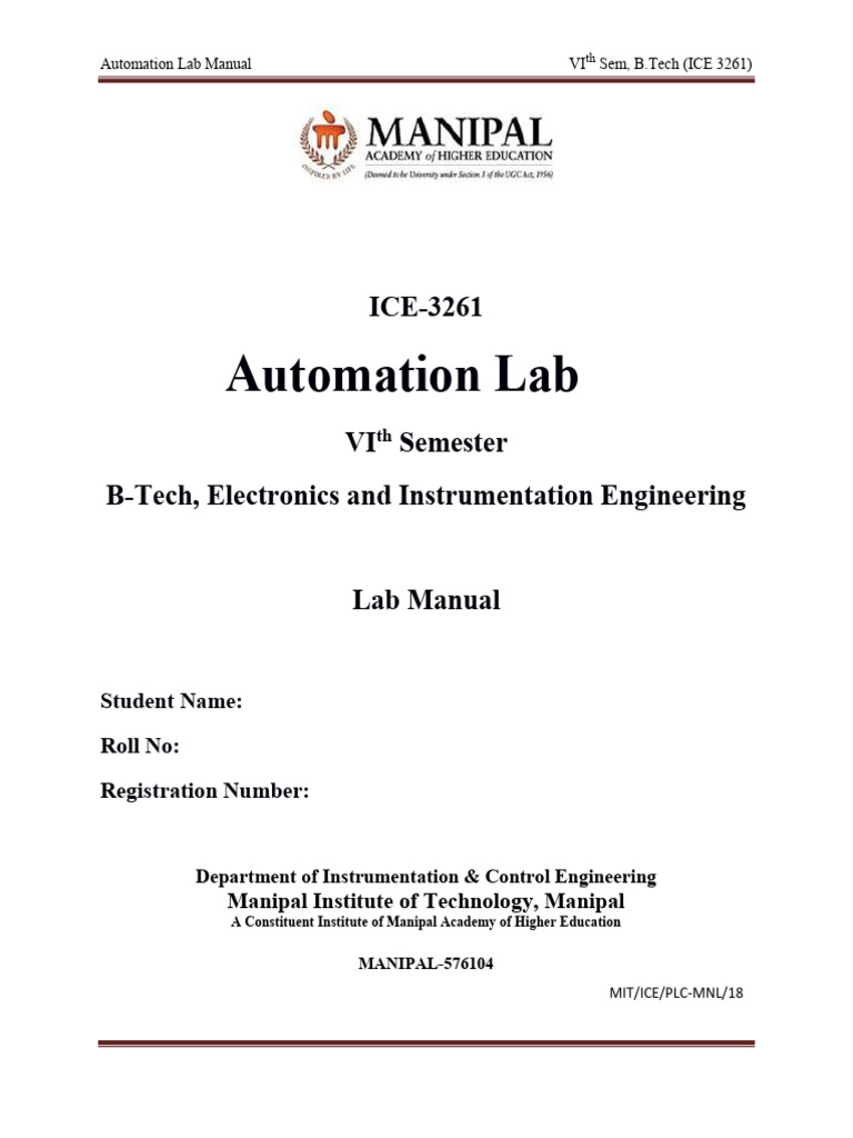 Automation Lab - VI Sem | PDF | Programmable Logic Controller | Logic Gate