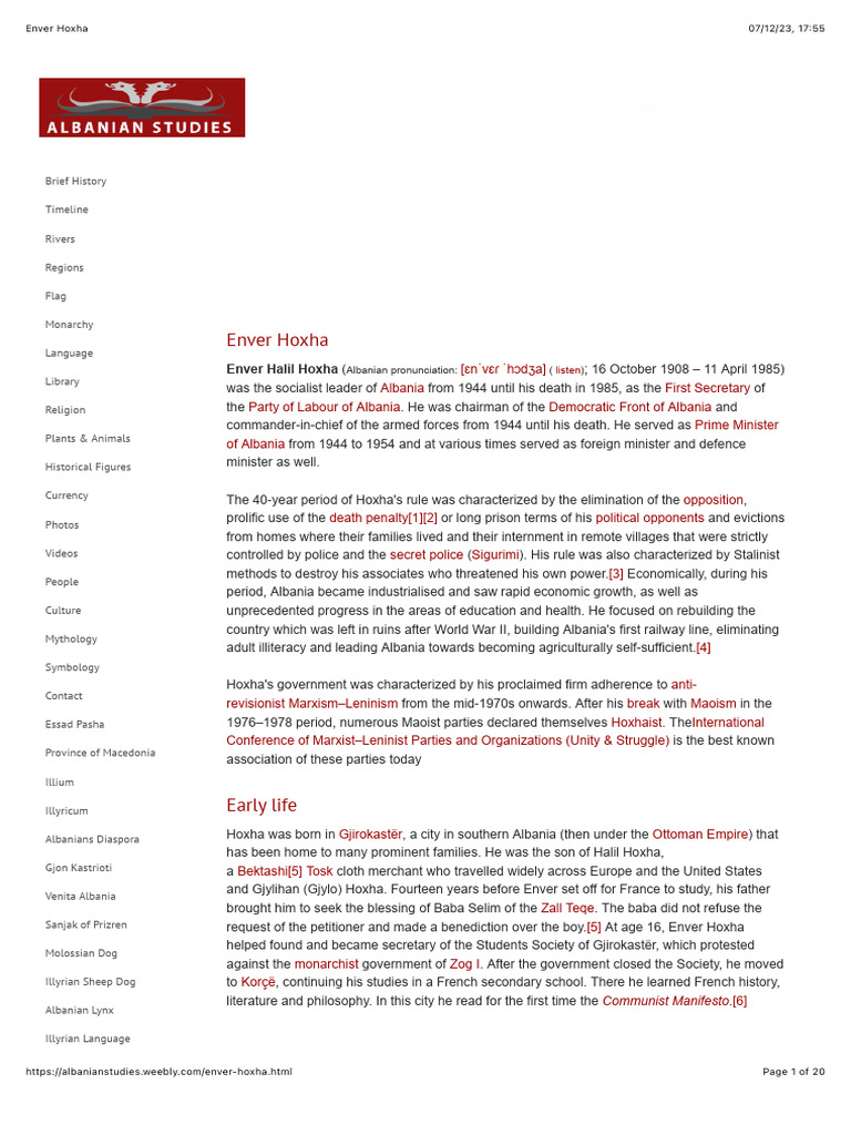 Enver Hoxha: Albania's Socialist Leader | PDF | Albania | Communism