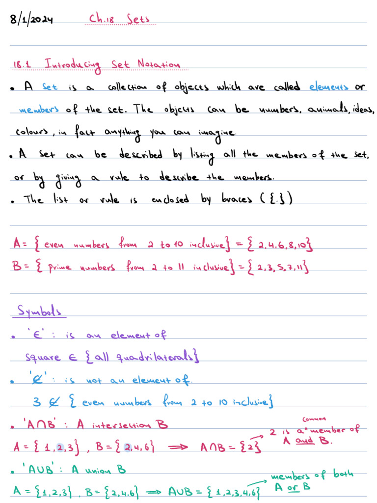 Ch18. Sets 11.1.2024 | PDF | Set (Mathematics) | Mathematical Logic